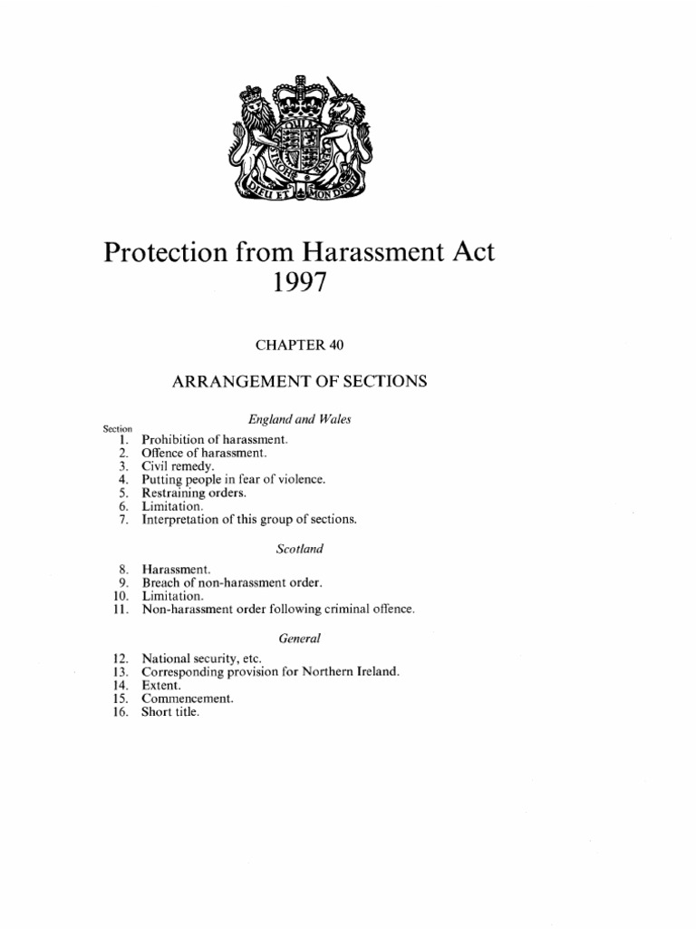 Protection From Harassment Act Pdf Virtue Deviance Sociology