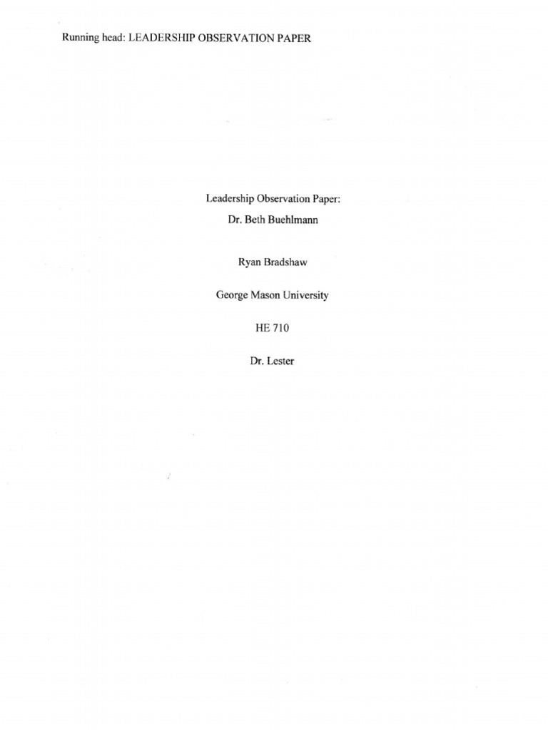 Leadership Observation Paper | PDF