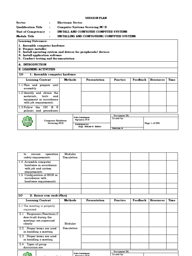 Session Plan Core - Install and Configure Computer Systems | PDF ...