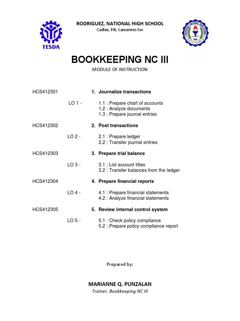 Bookkeeping NC Iii: Rodriguez, National High School | PDF | Finance ...
