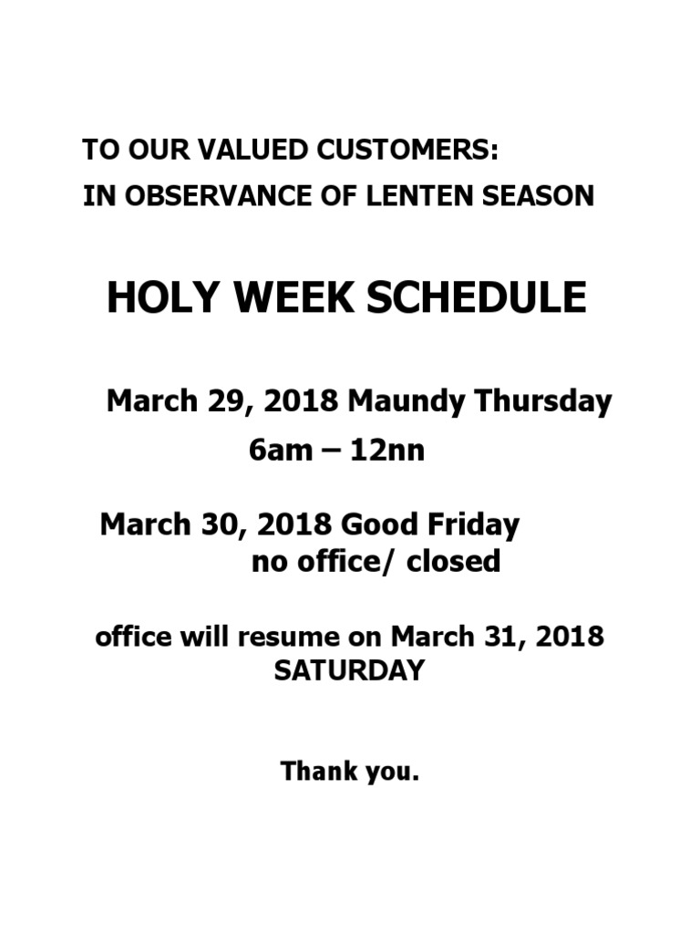 Holy Week Schedule | PDF