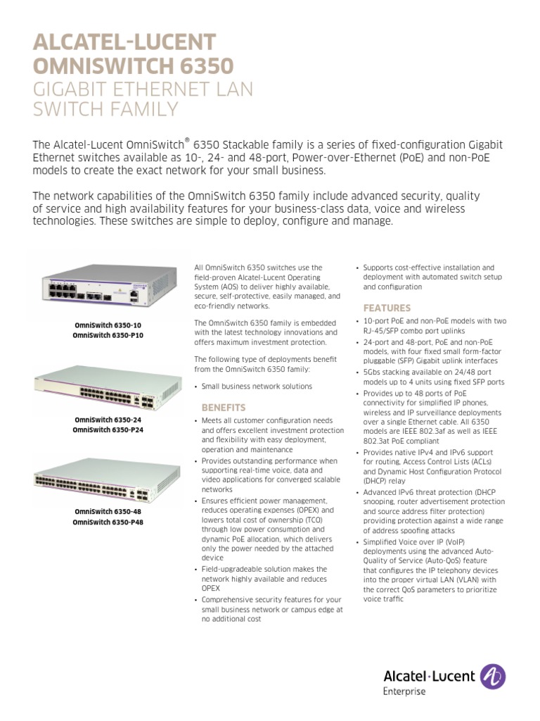 OmniSwitch 6350 Family Datasheet | PDF | Computer Network | I Pv6