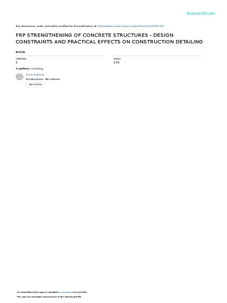 FRP Strengthening of Concrete Structures | PDF | Fibre Reinforced ...