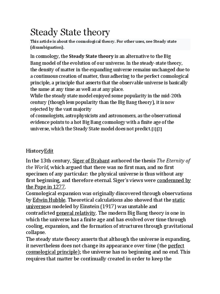 Steady State Theory | PDF | Big Bang | Physical Cosmology
