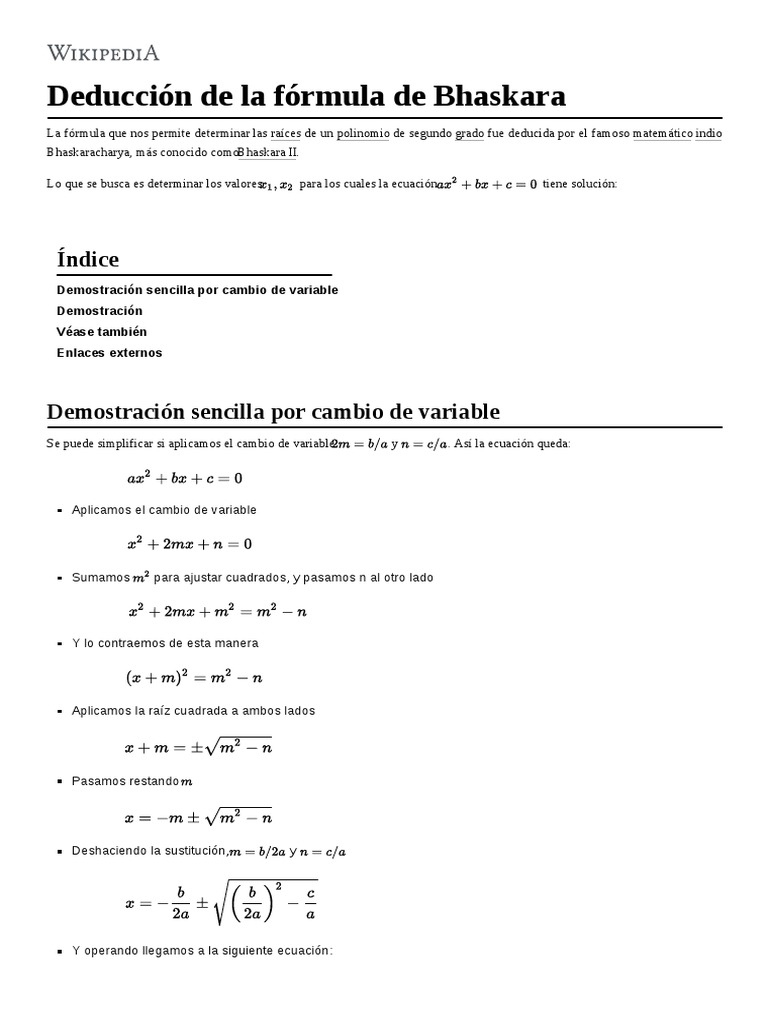 Deducción de La Fórmula de Bhaskara | PDF | Métodos y materiales de ...