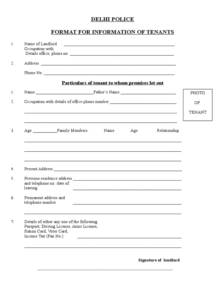 Tenant Verification Form | PDF | Landlord | Government And Personhood