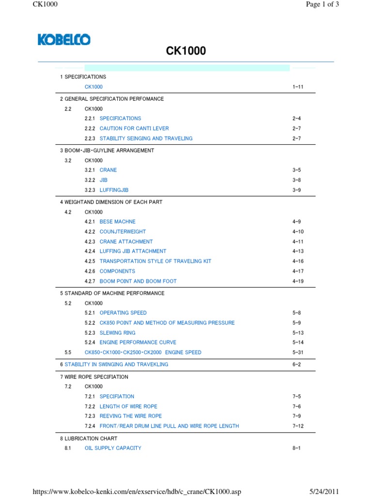 CK1000 Hand Book | PDF | Crane (Machine) | Manufactured Goods