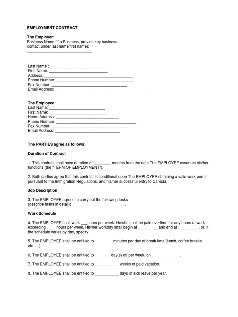 ESDC Employment Contract | PDF | Payroll | Overtime