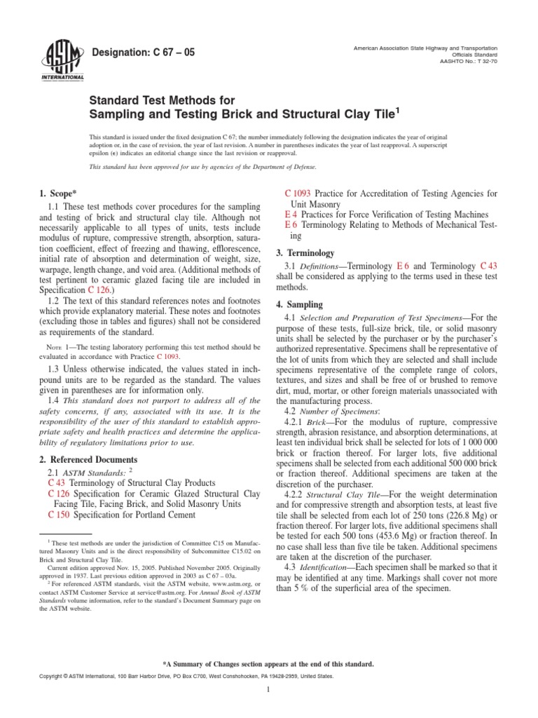 ASTM C67 | Brick | Bearing (Mechanical)