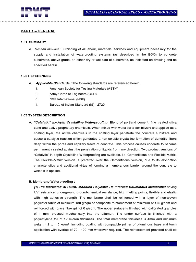 Csi | PDF | Specification (Technical Standard) | Concrete