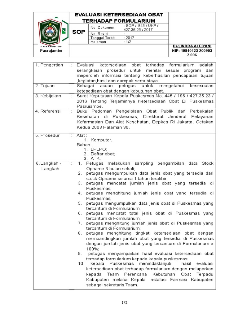 8.2.1.7 Bukti Pelaksanaan Evaluasi Ketersediaan Obat THD Formularium ...
