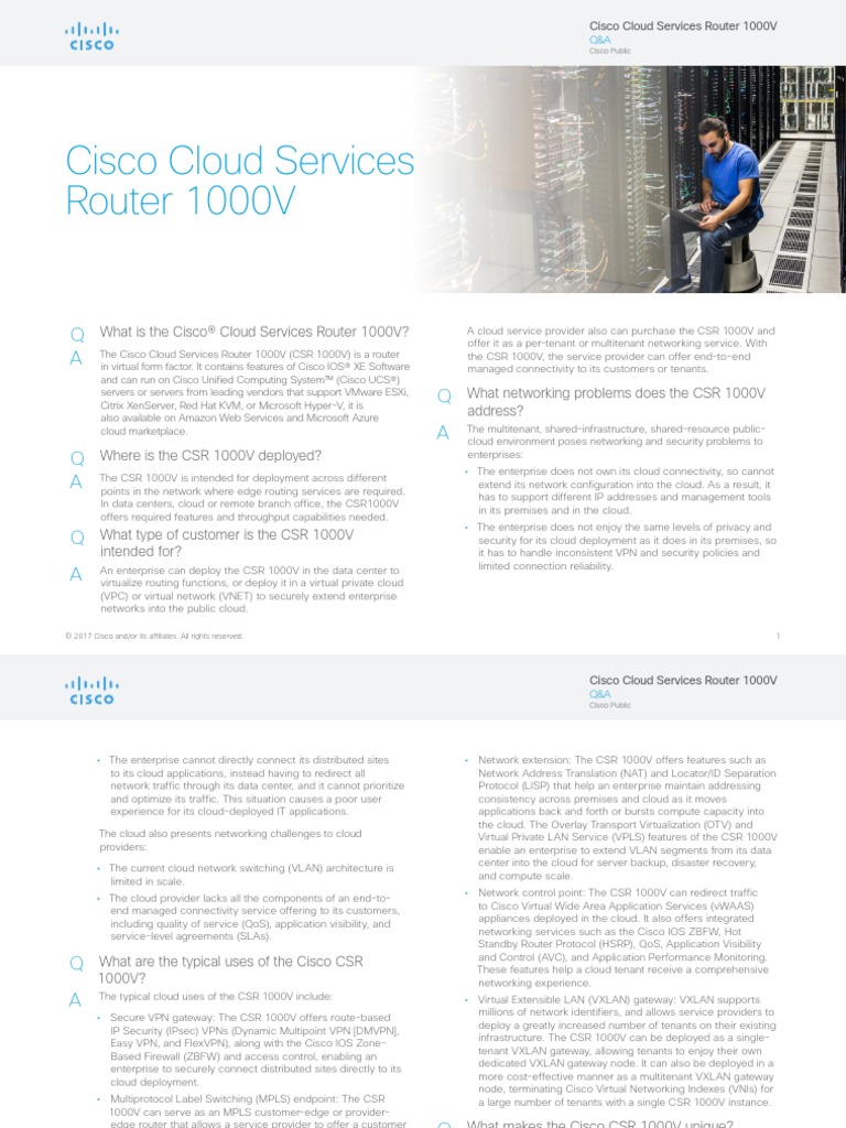 Cisco Cloud Services Router 1000V: Q A Q A | PDF | Cloud Computing ...