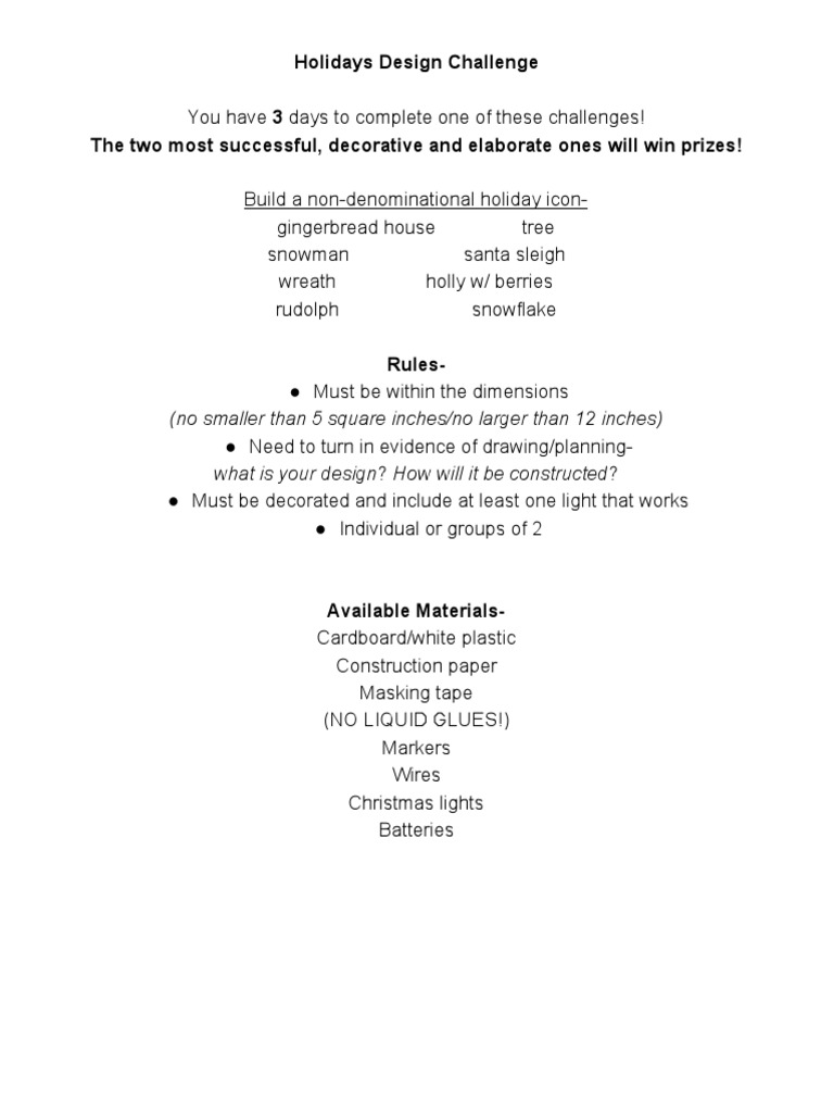 Holidays Challenge | PDF