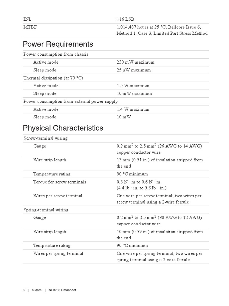 Power Requirements | PDF