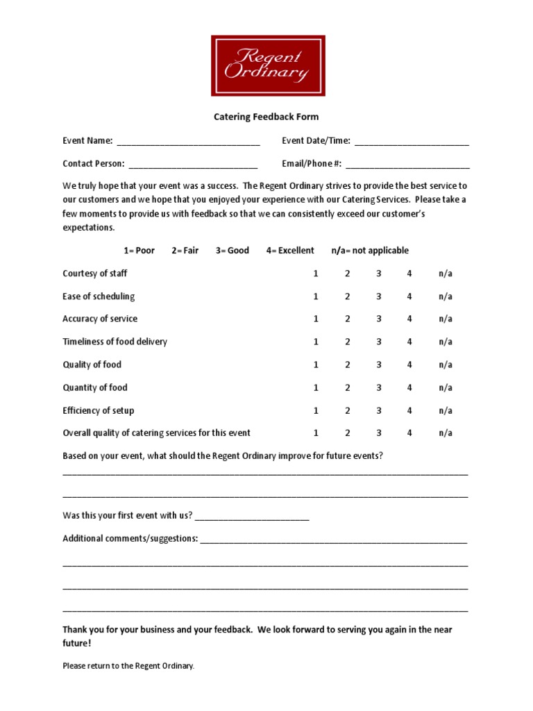 Catering Feedback | PDF