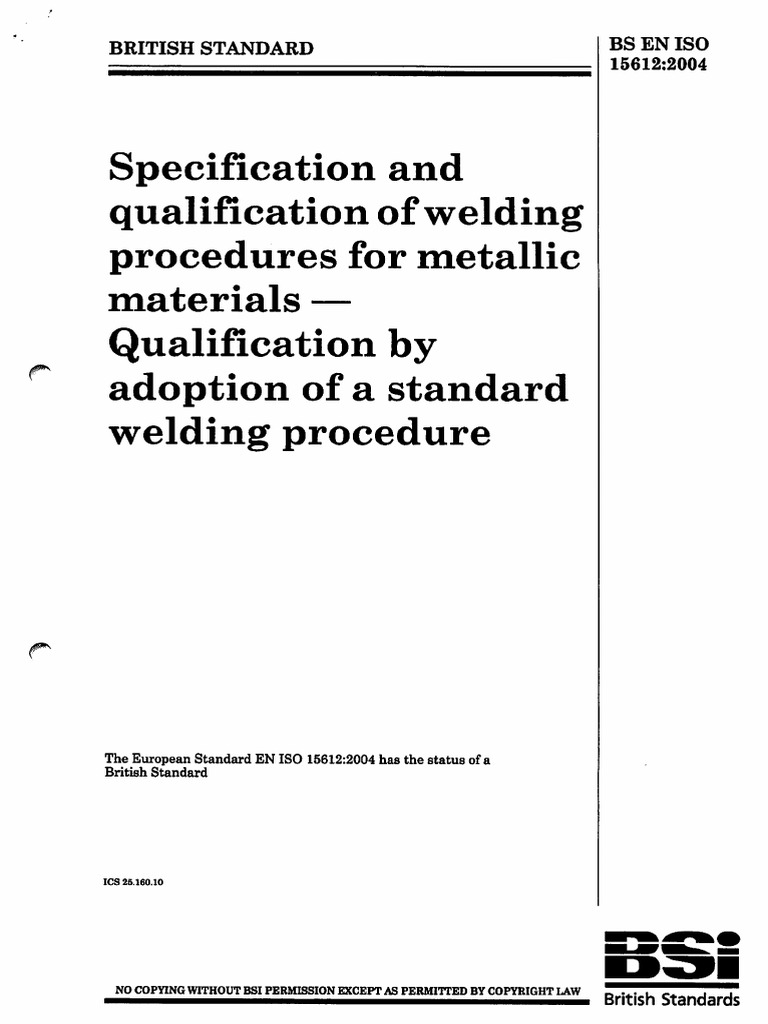 BS en ISO 15612 WPQR Based On Adoption of STD Welding Procedure | PDF