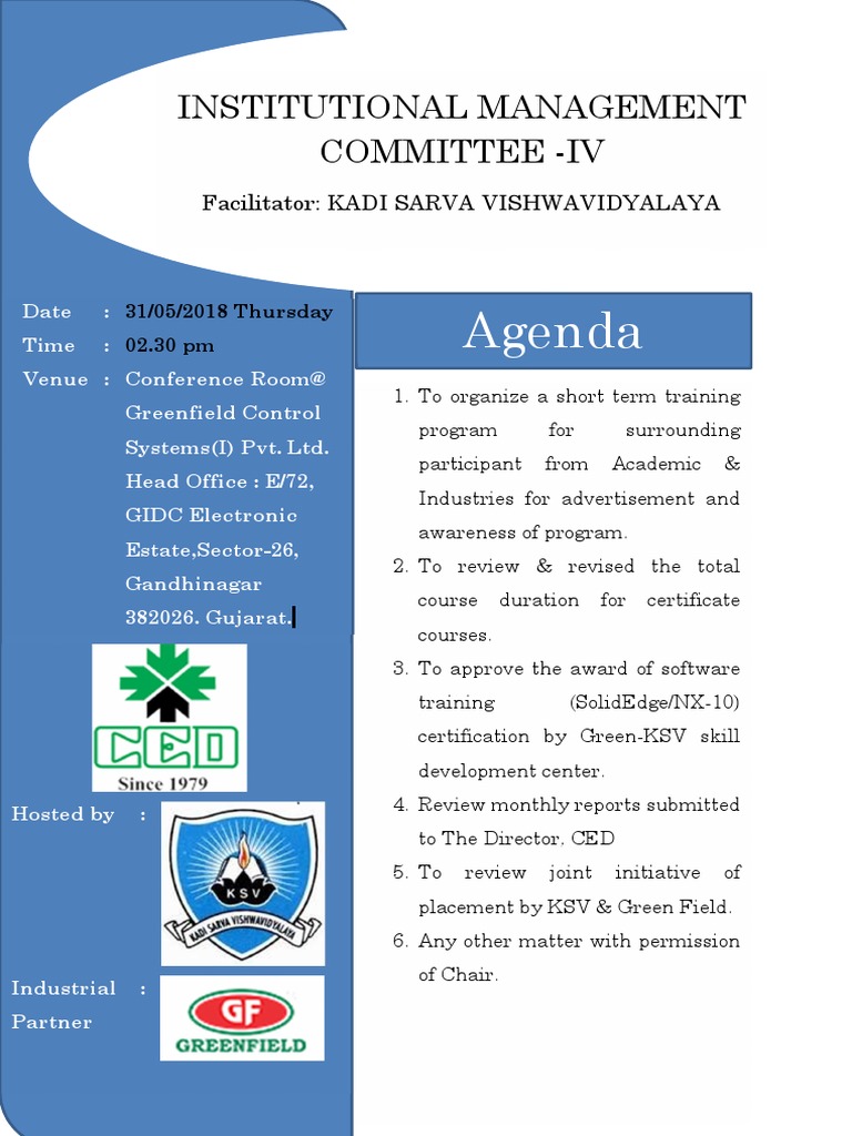 Agenda: Institutional Management Committee - Iv | PDF