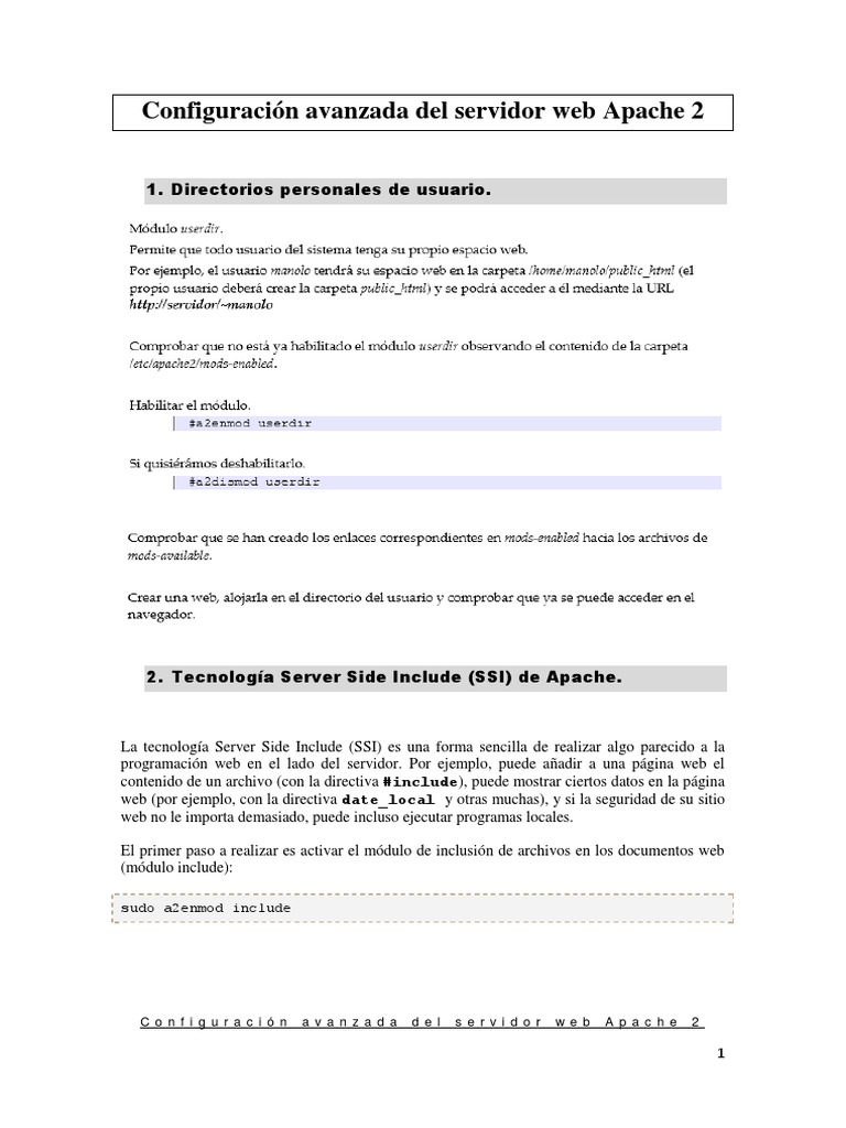 Ejercicios Avanzados de Apache2 | PDF | Servidor HTTP Apache | Comillas