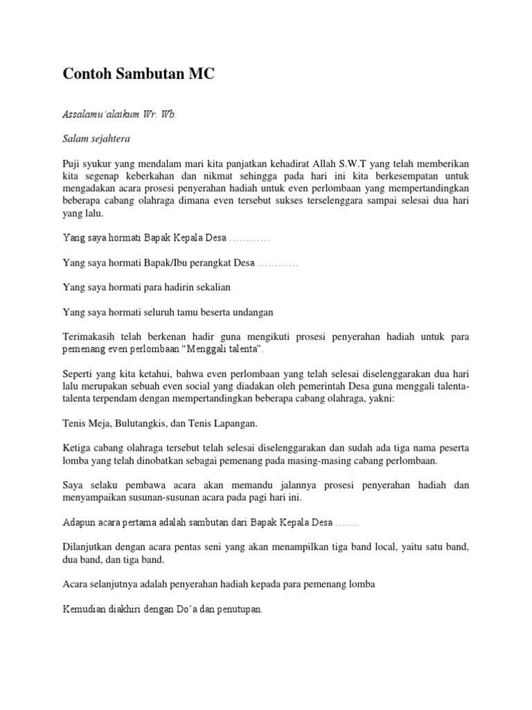 Contoh Kata Sambutan Kepala Desa Dalam Acara Mmd - tukaffe.com Contoh Kata Sambutan Kepala Desa Dalam Acara Mmd - tukaffe.com