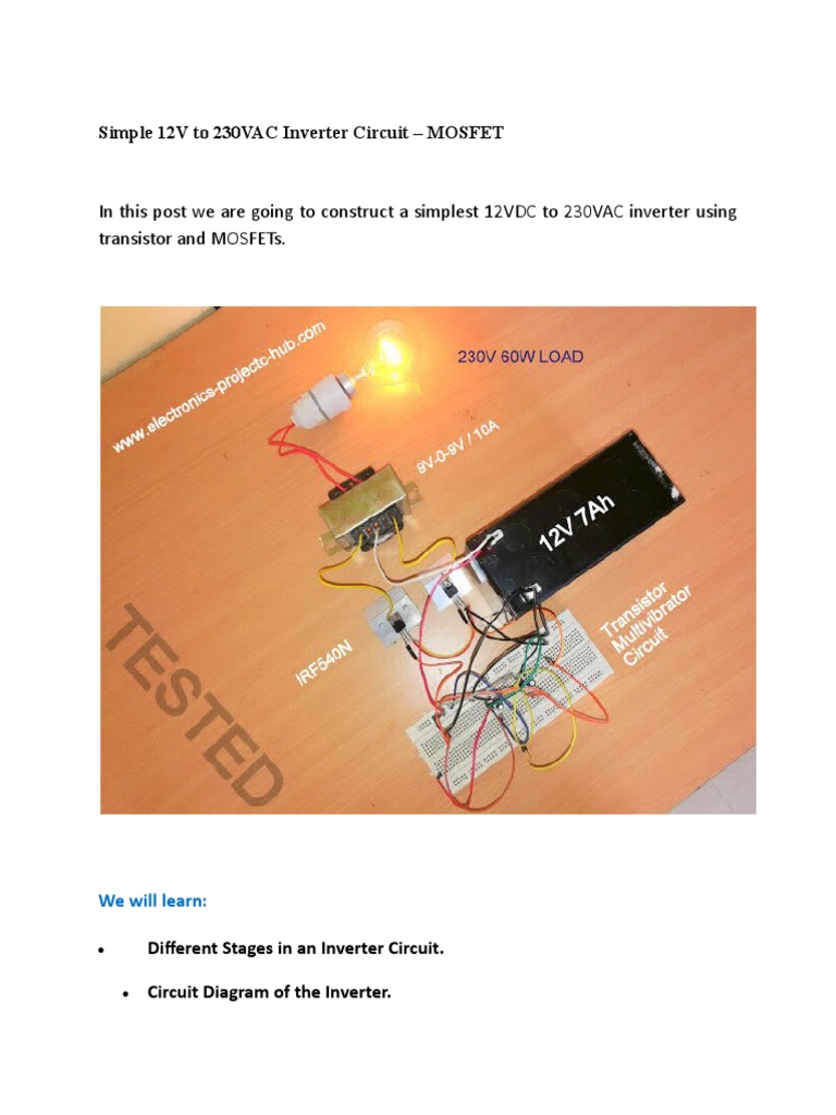 Simple 12V To 230VAC Inverter Circuit - MOSFET | PDF | Power Inverter ...