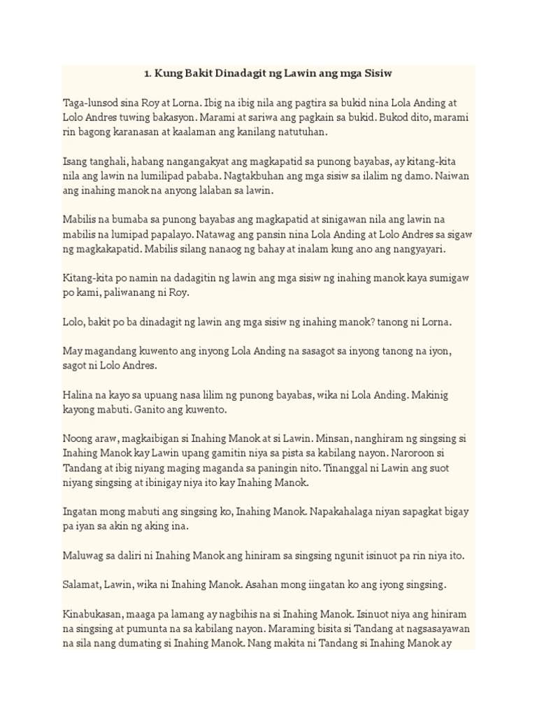 Mga Halimbawa NG Kwentong Bayan | PDF