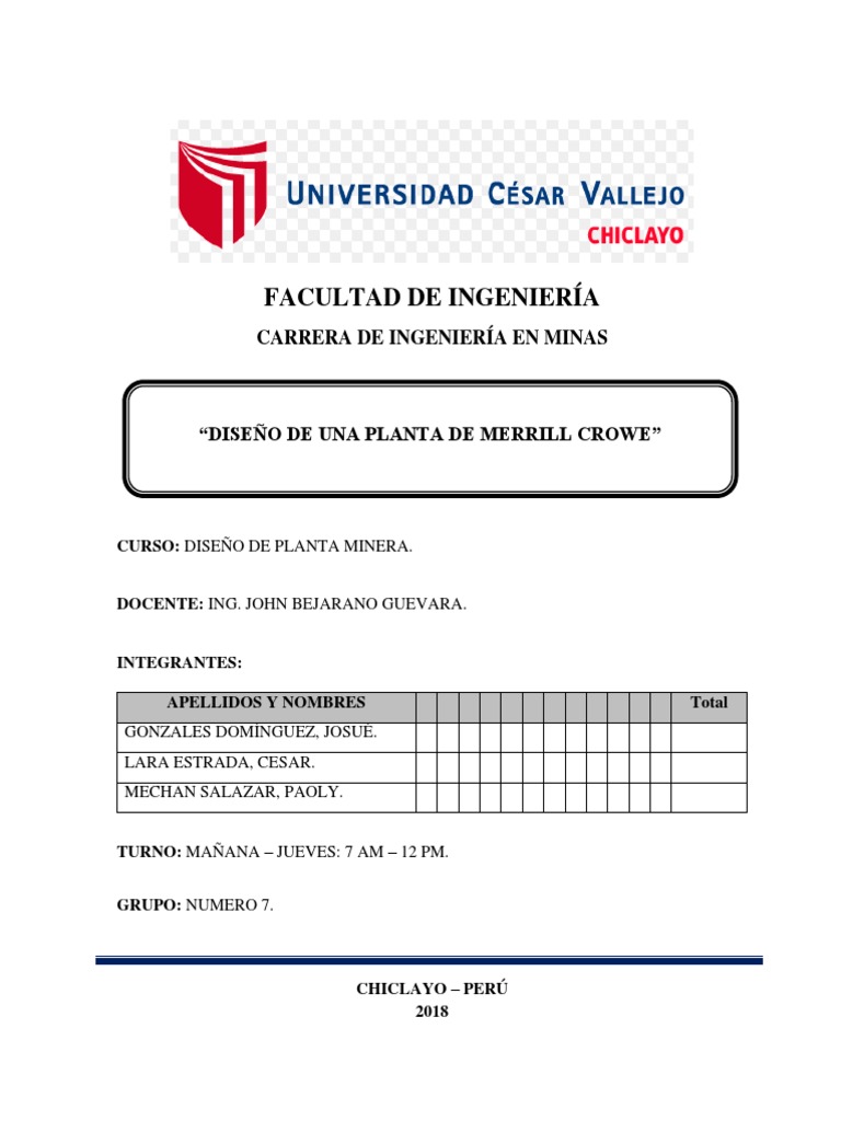 Planta de Merrill Crowe - Grupo#7 | Descargar gratis PDF | Vacío | Bomba