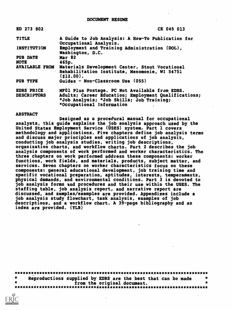 A Guide To Job Analysis | PDF | Machines | Employment