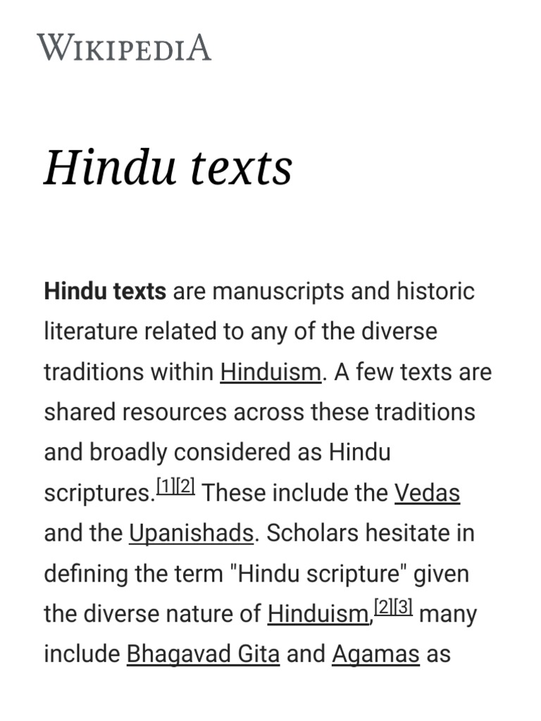 Hindu Texts - Wikipedia | PDF | Hindu Texts | Vedas