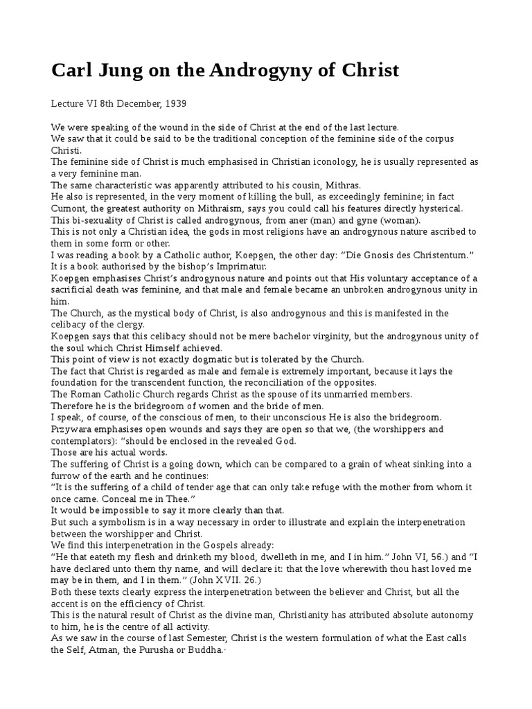 Carl Jung On The Androgyny of Christ | PDF | Maya (Illusion) | Jesus