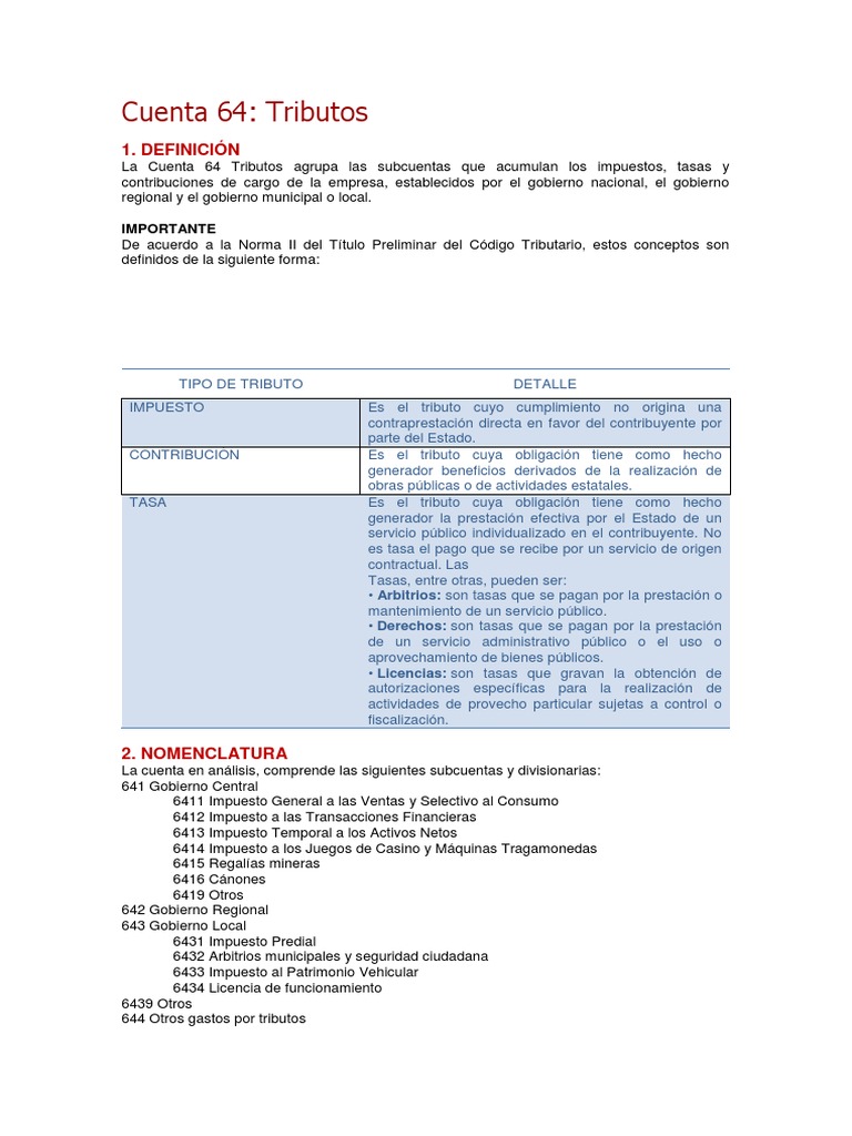Cuenta 64 | PDF | Impuestos | Economias