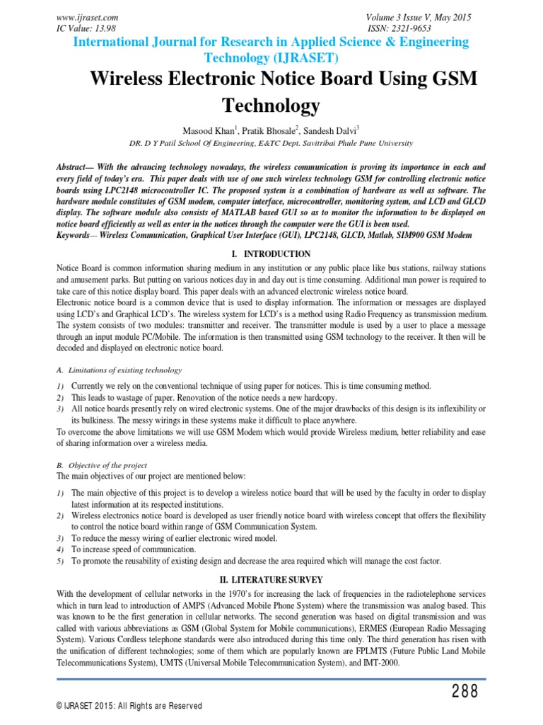 Wireless Electronic Notice Board Using GSM: Technology | PDF | Power ...