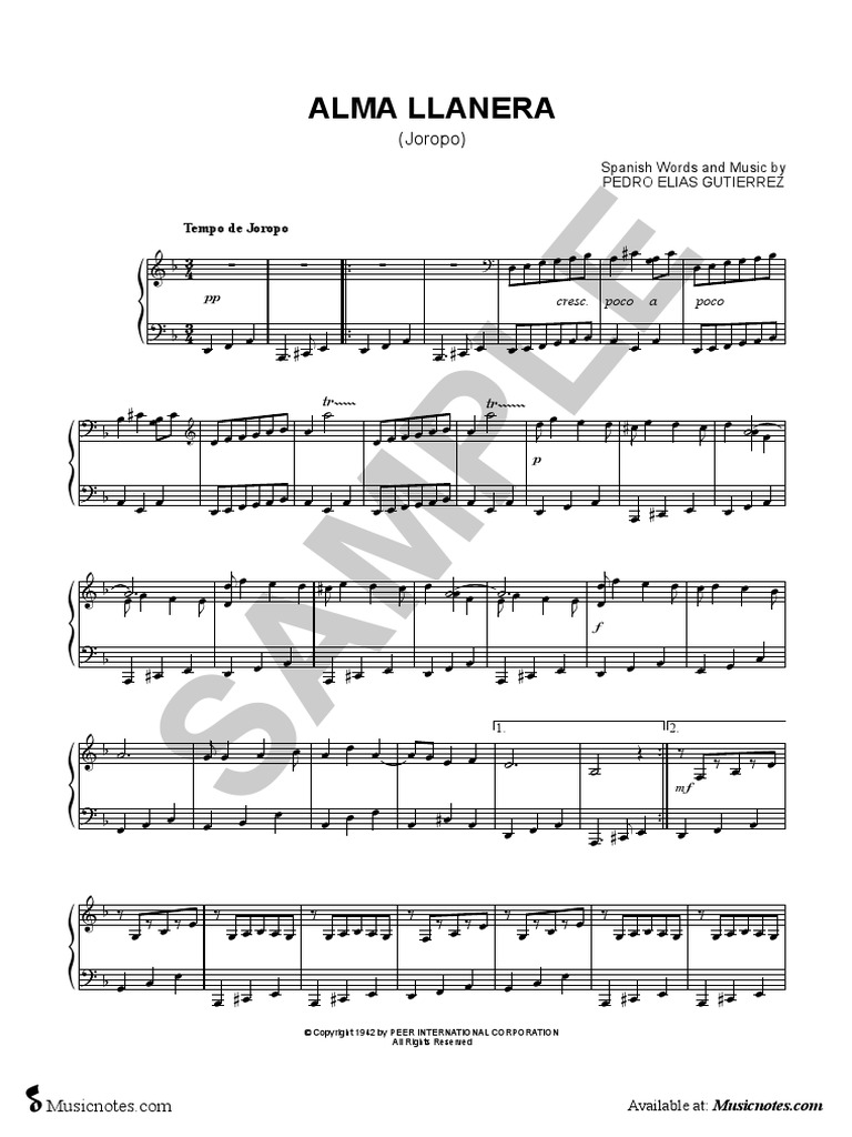 Alma Llanera Piano | PDF