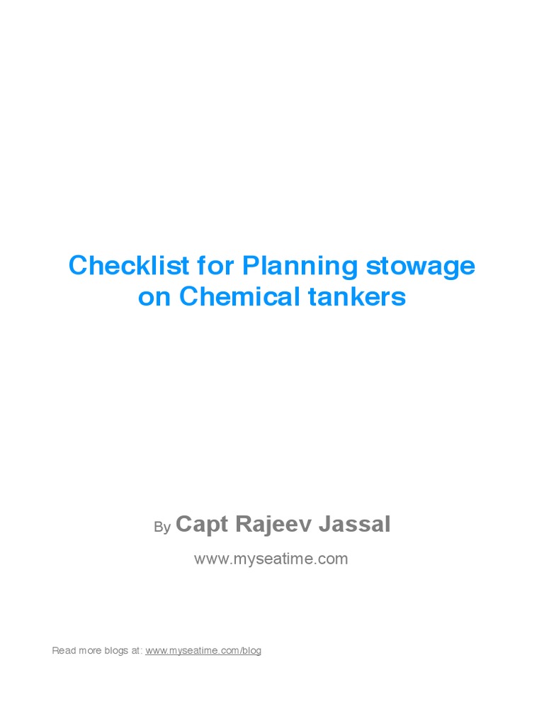 Chemical Tanker Stowage | PDF | Ships | Water Transport