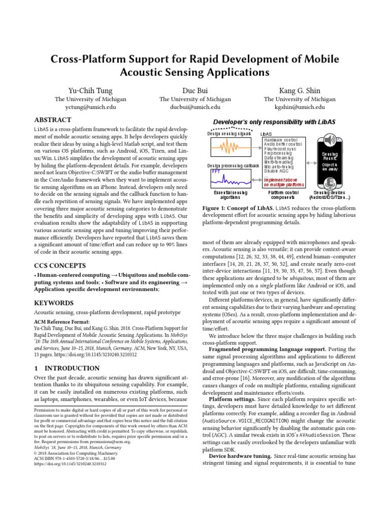 Cross-Platform Support For Rapid Development of Mobile Acoustic Sensing Applications | PDF ...