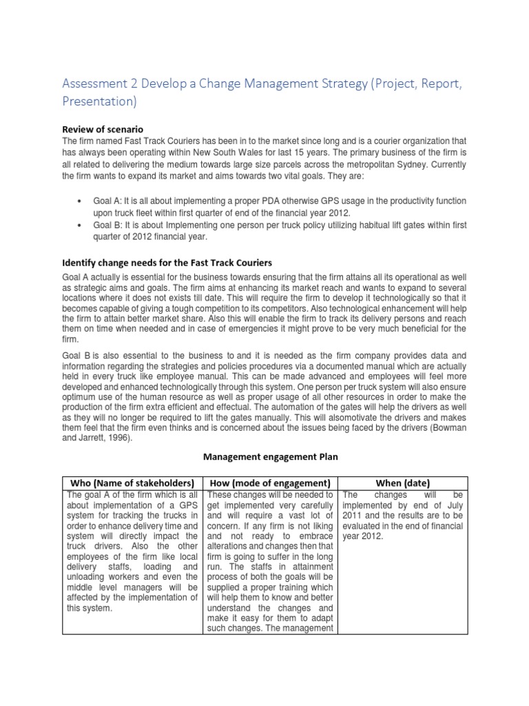 Report Develop A Change Management Strategy | PDF | Change Management ...