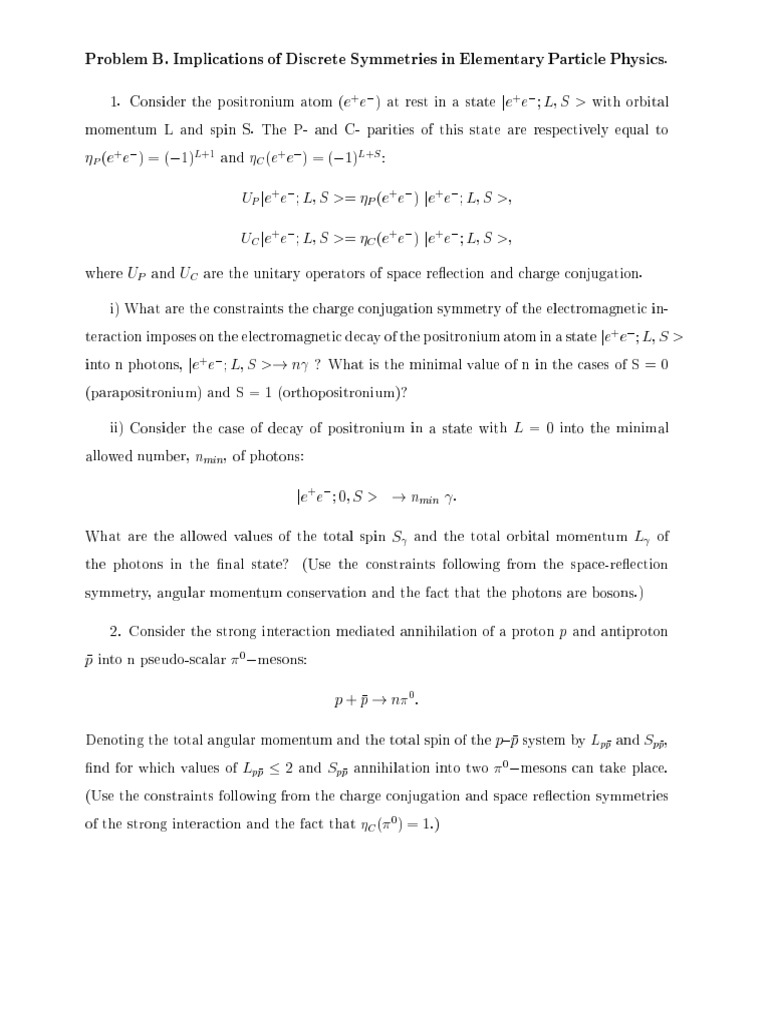 Discrete Symmetries in Positronium Decay | PDF | Teaching Methods ...