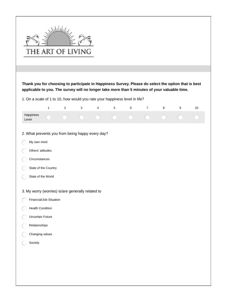 Happiness Survey | PDF