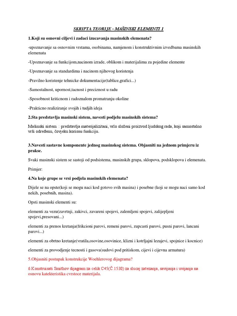 Skripta Teorije MASINSKI ELEMENTI 1 PDF | PDF