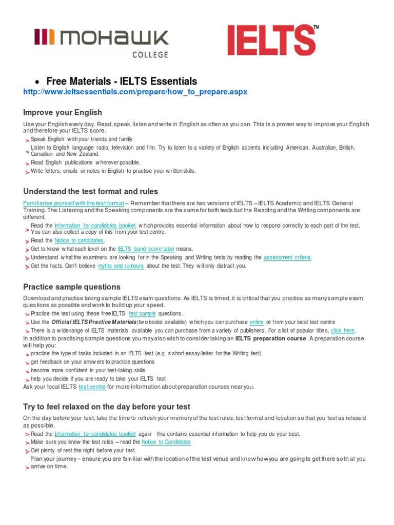 Free IELTS Preparation Resources | PDF | International English Language ...