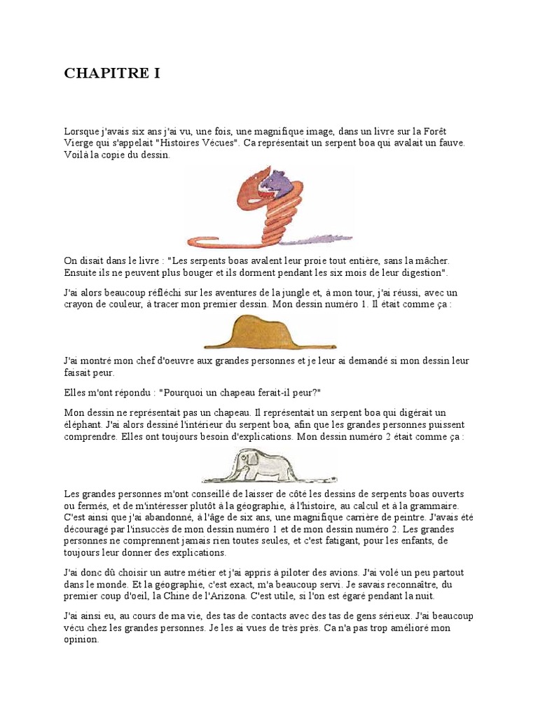 Le Petit Prince : Chapitres I à III | PDF