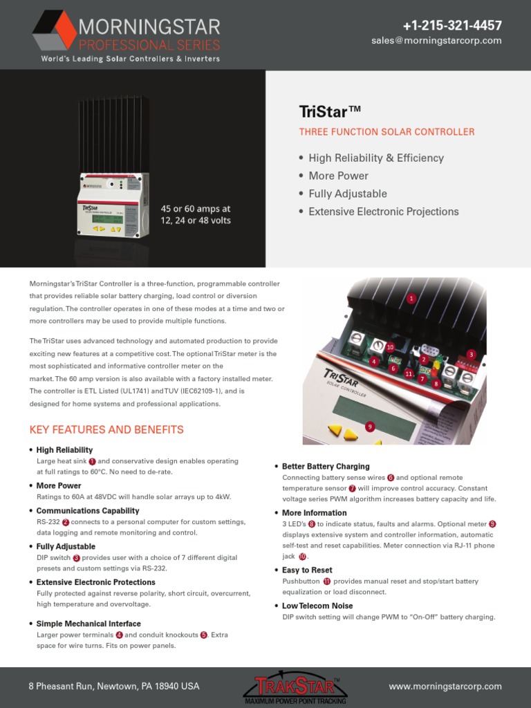 TriStar Datasheet English | PDF | Battery Charger | Battery (Electricity)