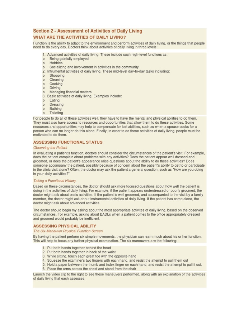 Daily Life Activities Assessment | PDF | Major Depressive Disorder ...