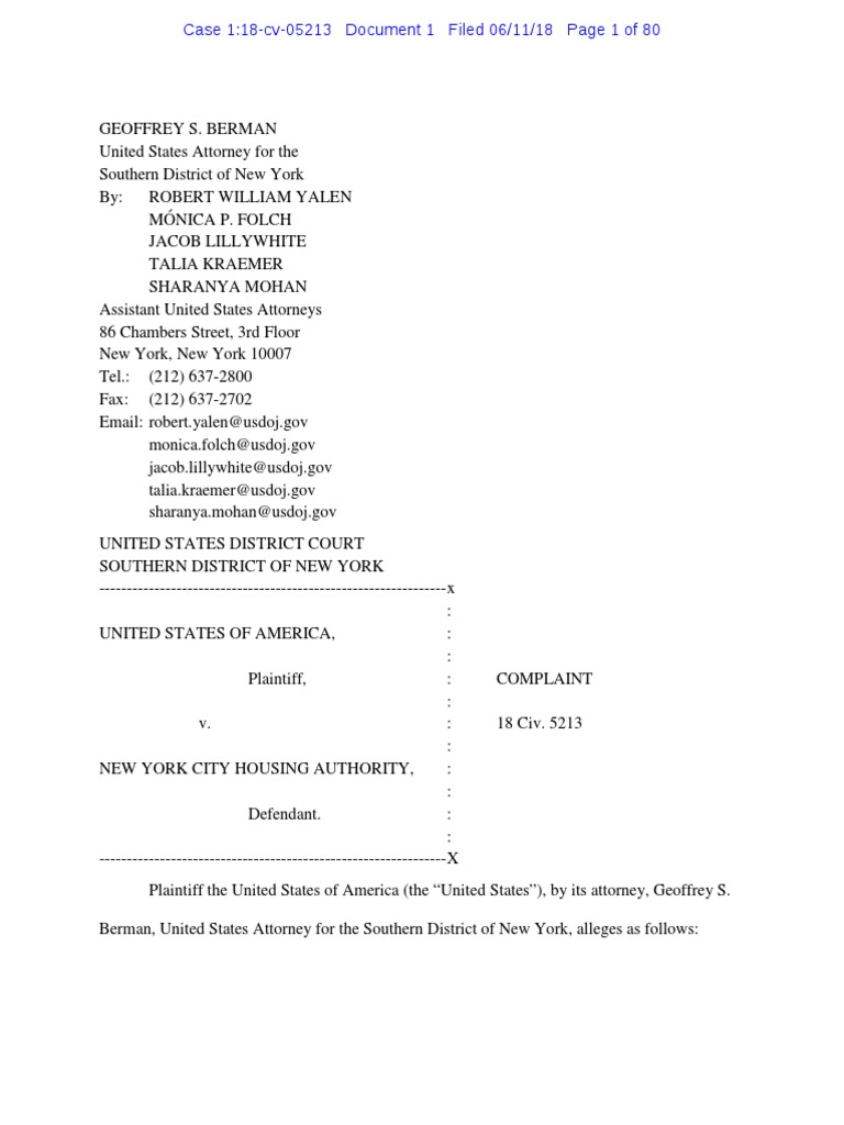 NYCHA Complaint | PDF | Risk Assessment | Business