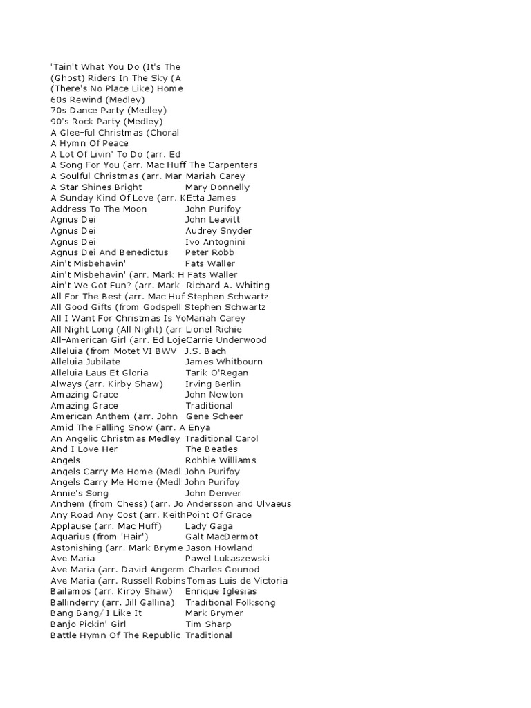 SSA Choir Music and Arrangements | PDF