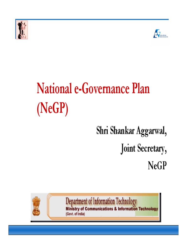 National E-Governance Plan (Negp) : Shri Shankar Aggarwal, Joint ...