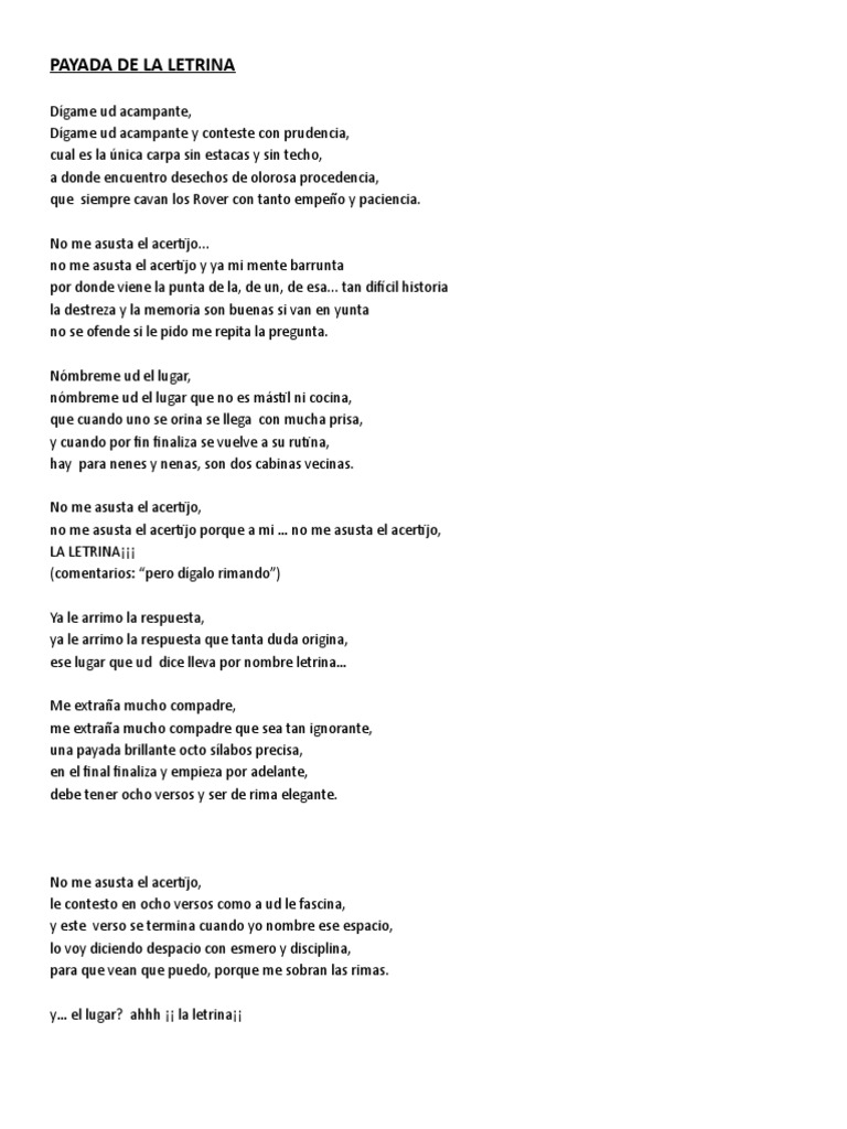 Payada de La Letrina | PDF