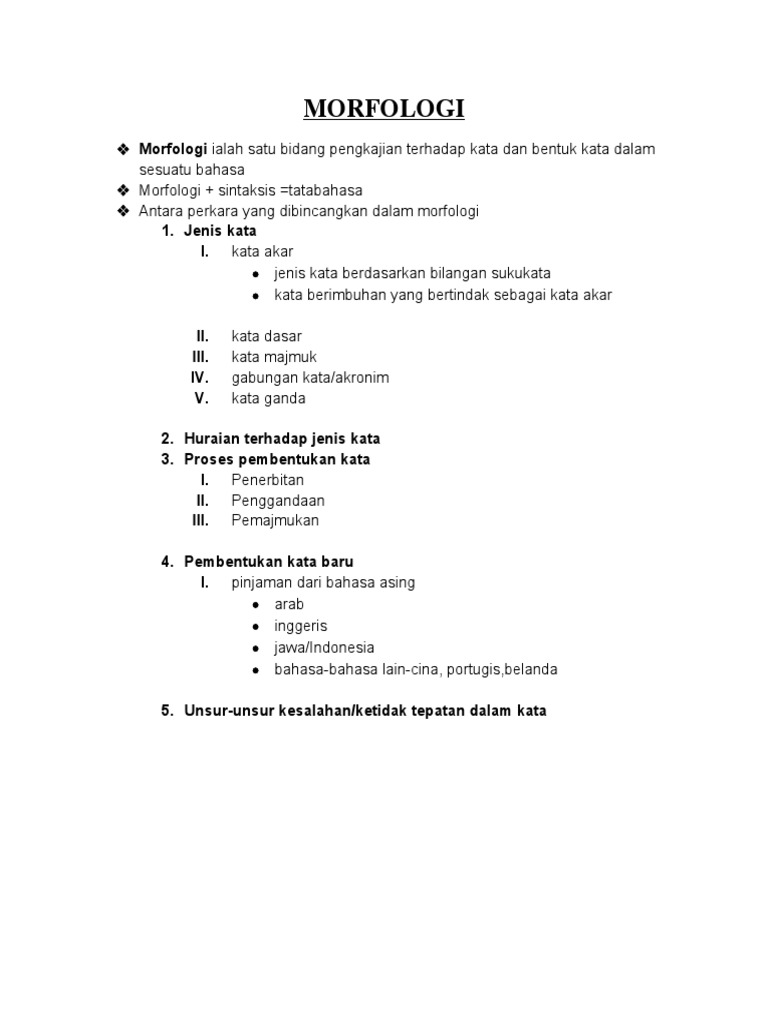 Morfologi (Nota) | PDF