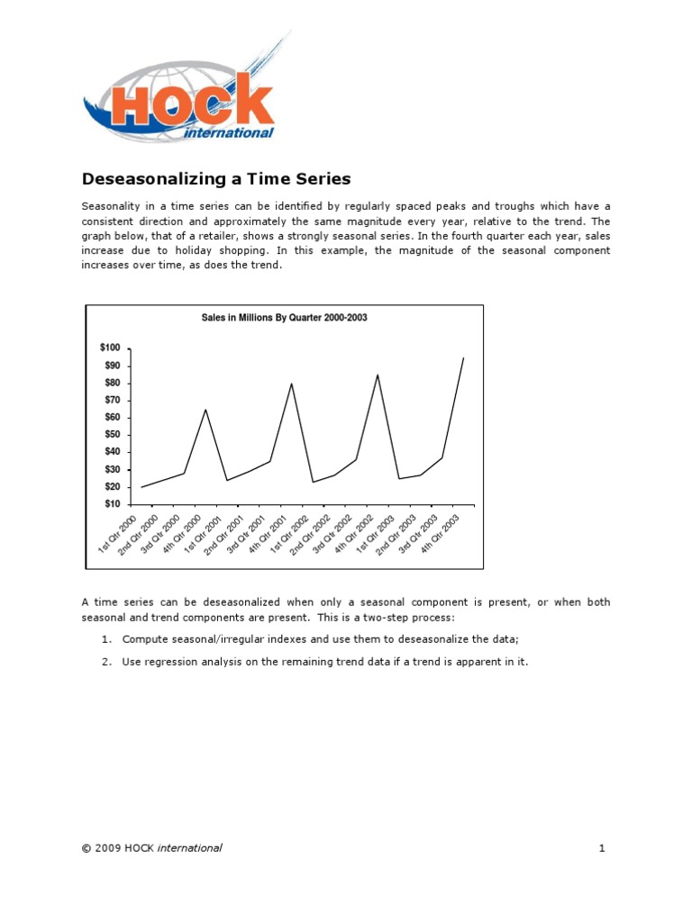 DeSeasonalizing A Time Series | PDF | Moving Average | Seasonality