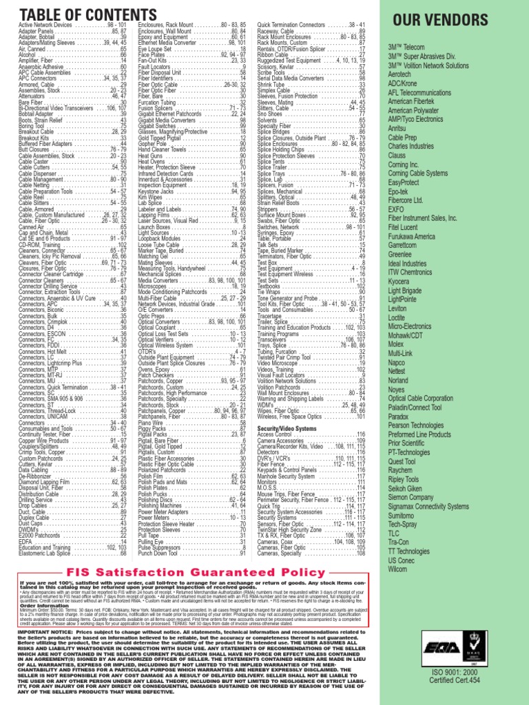 2006 FIS Catalog | PDF | Optical Fiber | Fiber To The X
