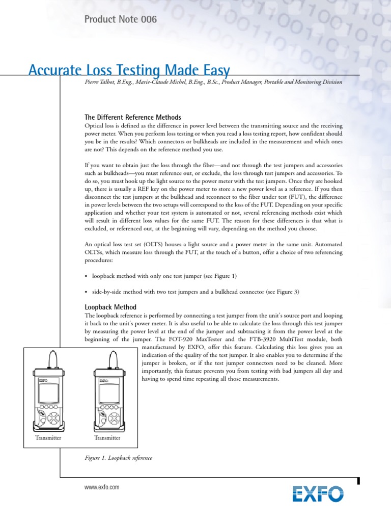 Accurate Loss Testing Made Easy: Product Note 006 | PDF | Optical Fiber ...